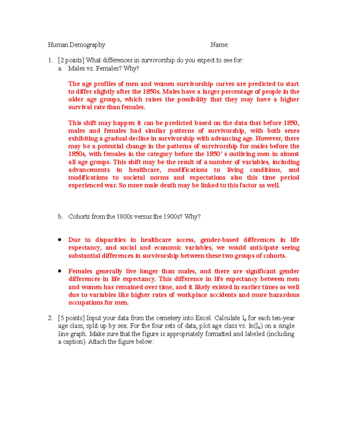 Answered Demography Worksheet - Human Demography Name: 1. [2 points ...