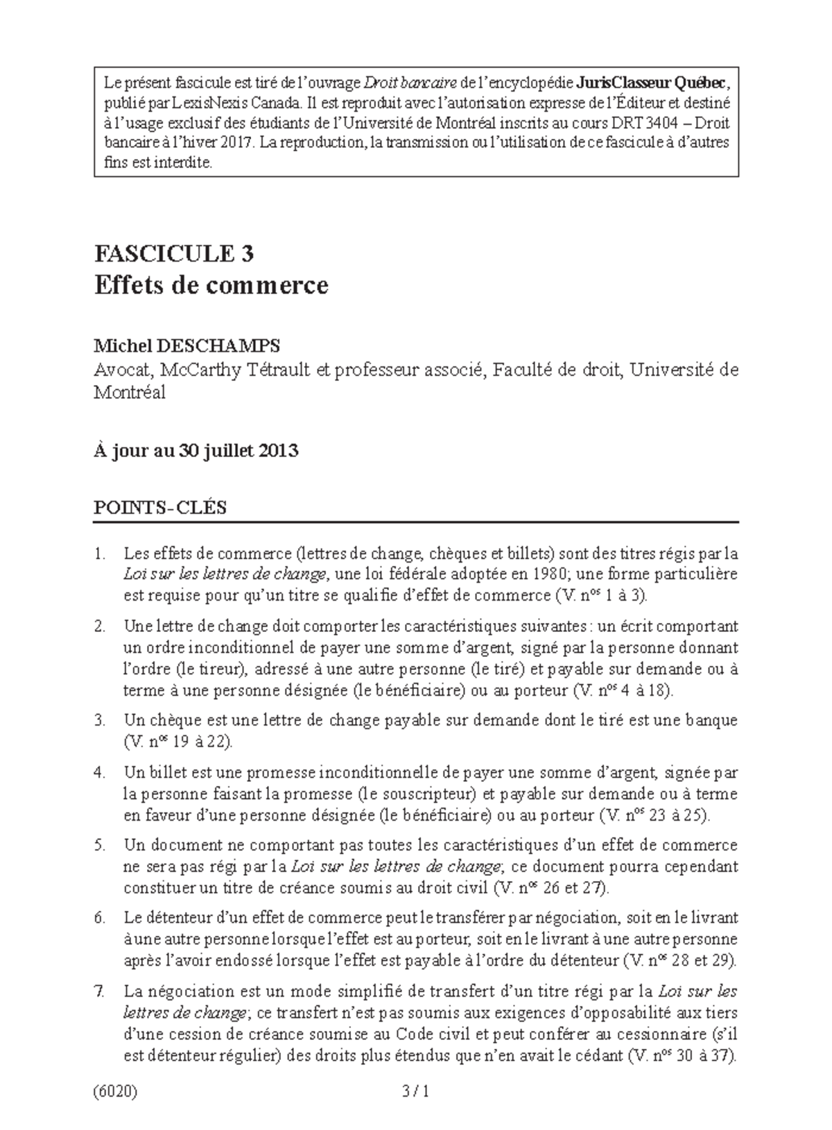 C1-Fasc 3 - Les effets de commerce - II. Instruments de paiement et de FASCICULE 3 Effets de ...