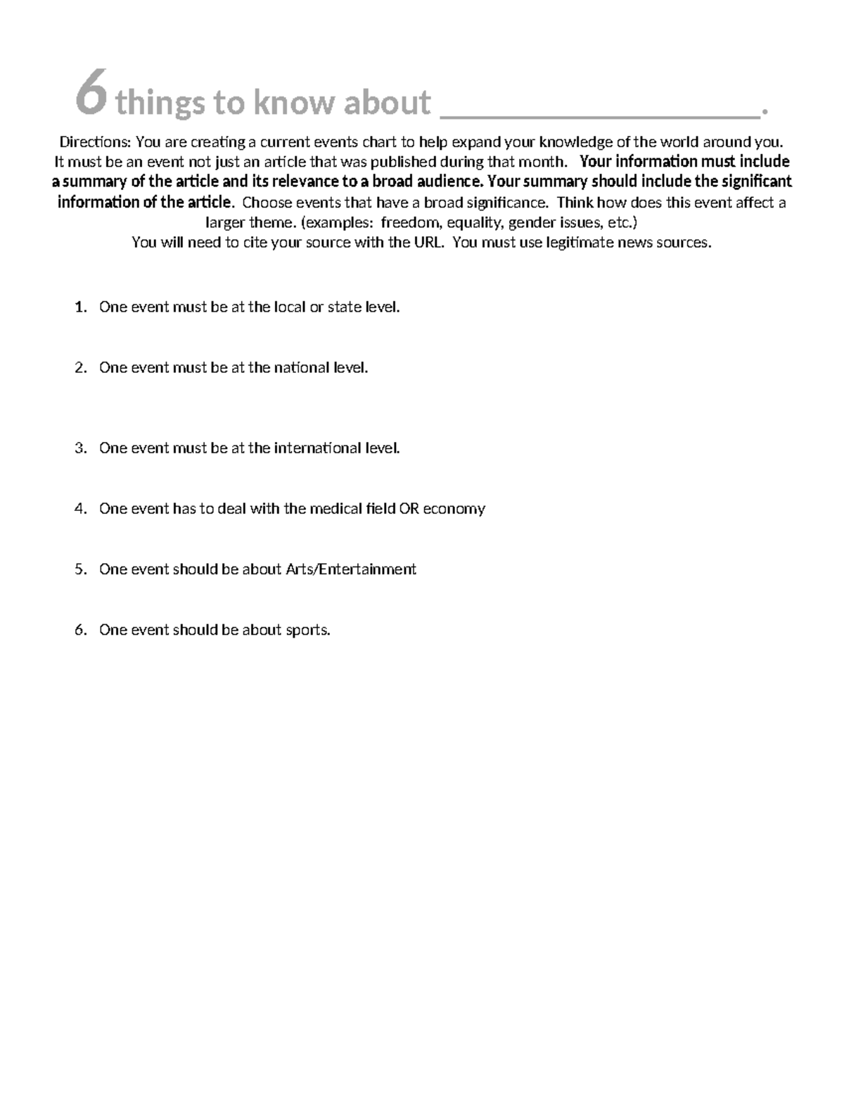 6 things - 6 current events guidelines - 6 things to know about ...