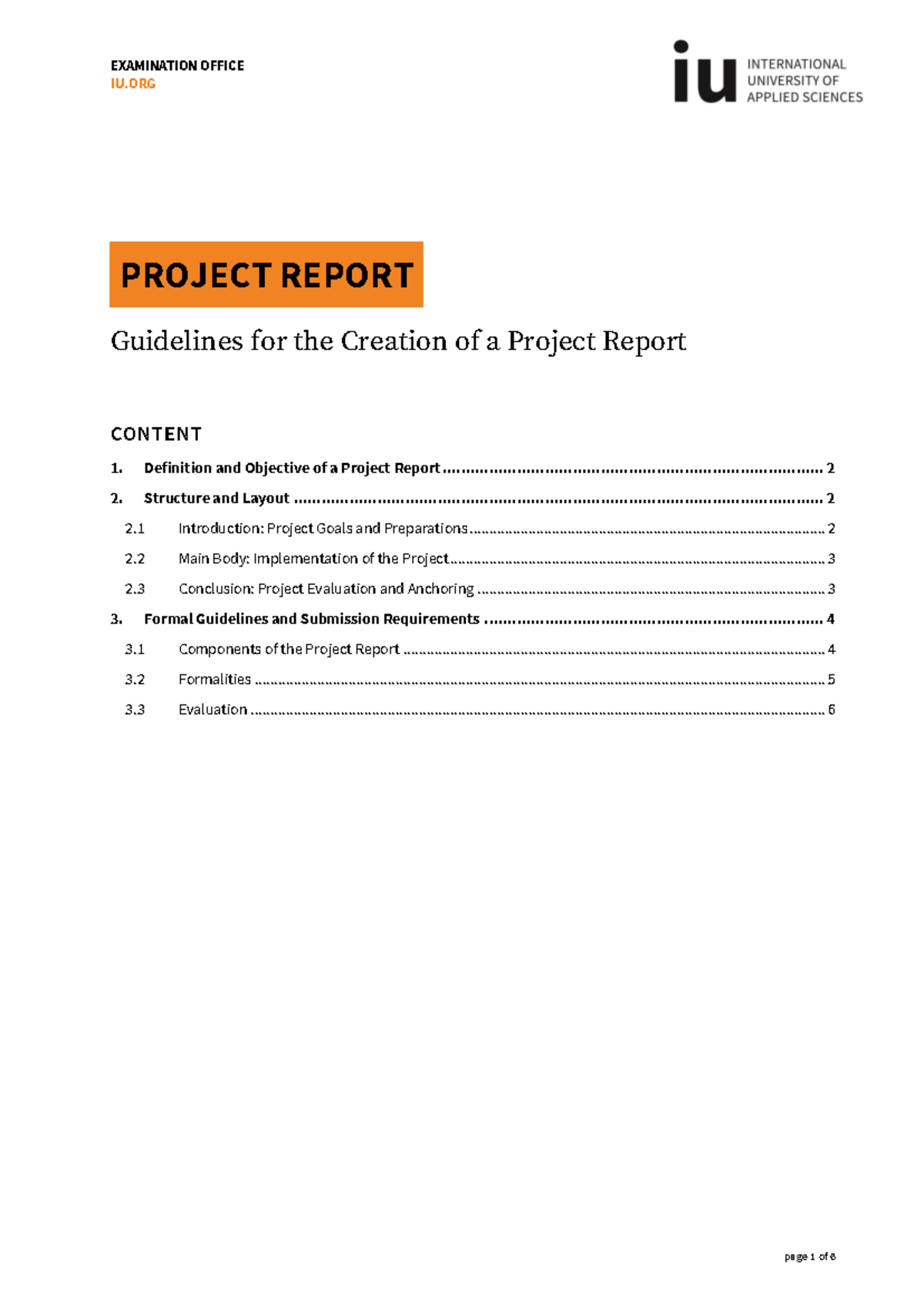 Guidelines Project Report - IU PROJECT REPORT Guidelines for the ...