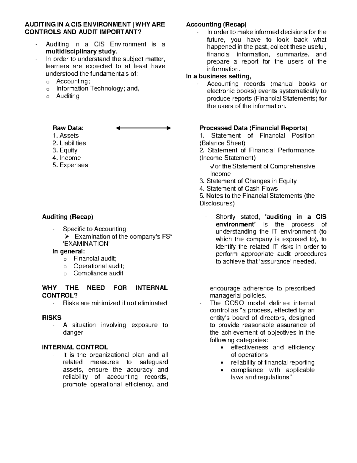 Reviewer-in-CIS - Accounting for CIS environment - AUDITING IN A CIS ...