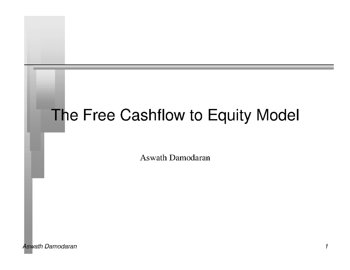Chapter 6 Free Cash Flow to Equity Discount Model - The Free Cashflow ...