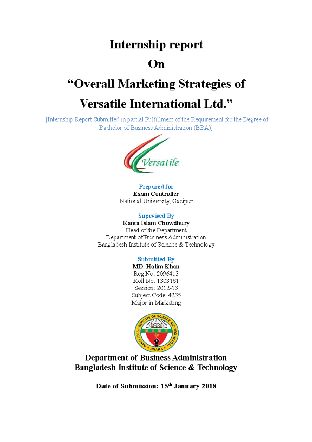 New Microsoft Office Word Document - Internship report On “Overall ...