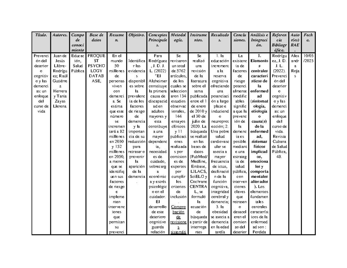 Formato RAE - Explicación paso a paso de cada actividad - Título ...