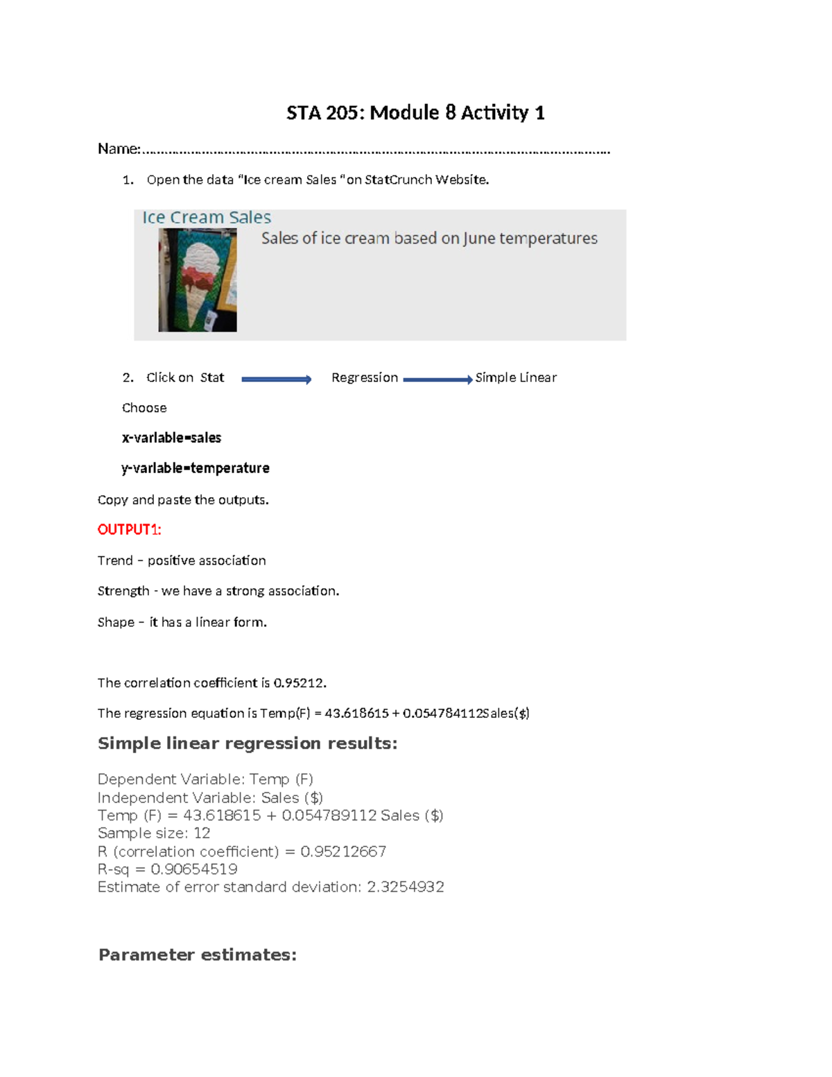 Module 8 Activity 1 - A homework - STA 205: Module 8 Activity 1 - Studocu