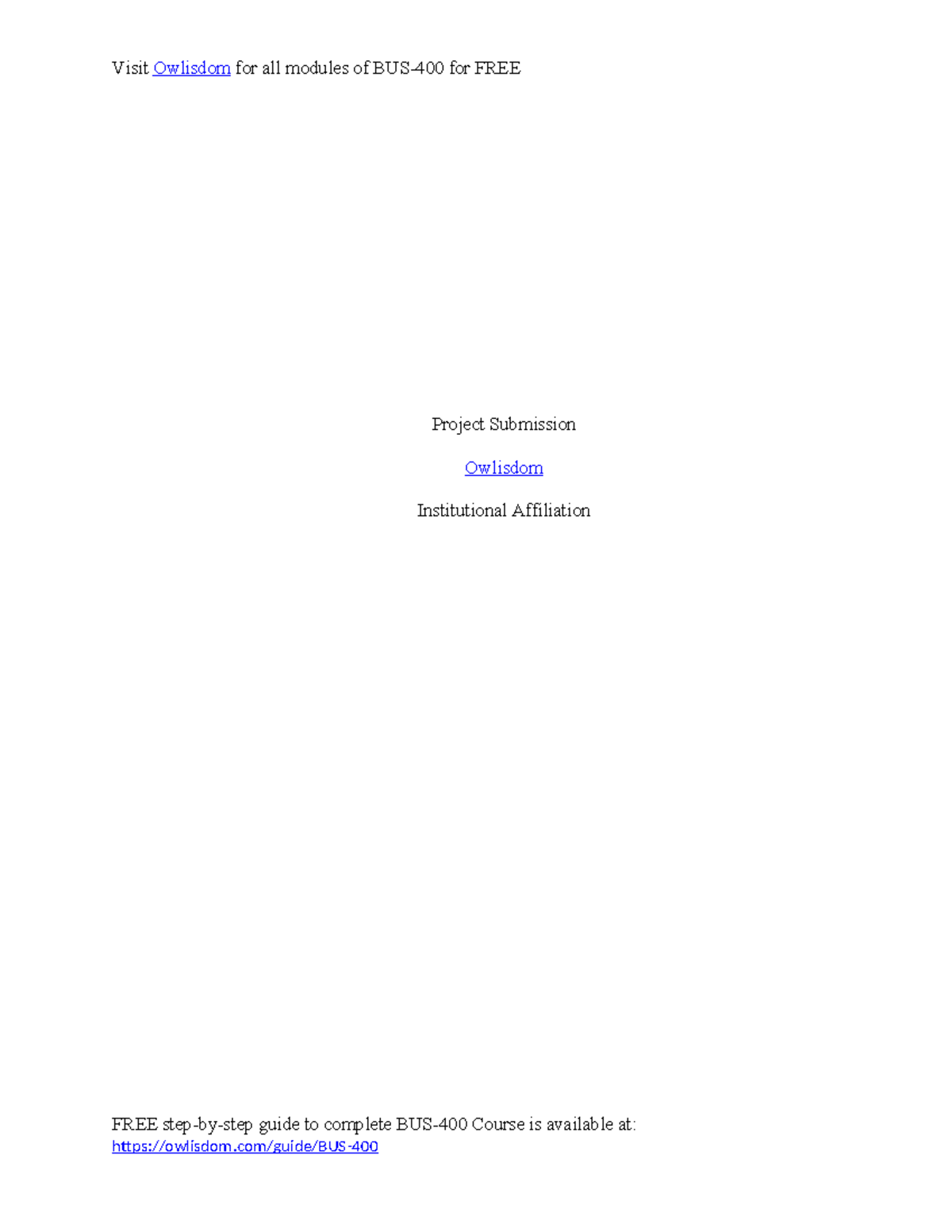 BUS 400 7-2 Project Submission Solution - Project Submission Owlisdom ...
