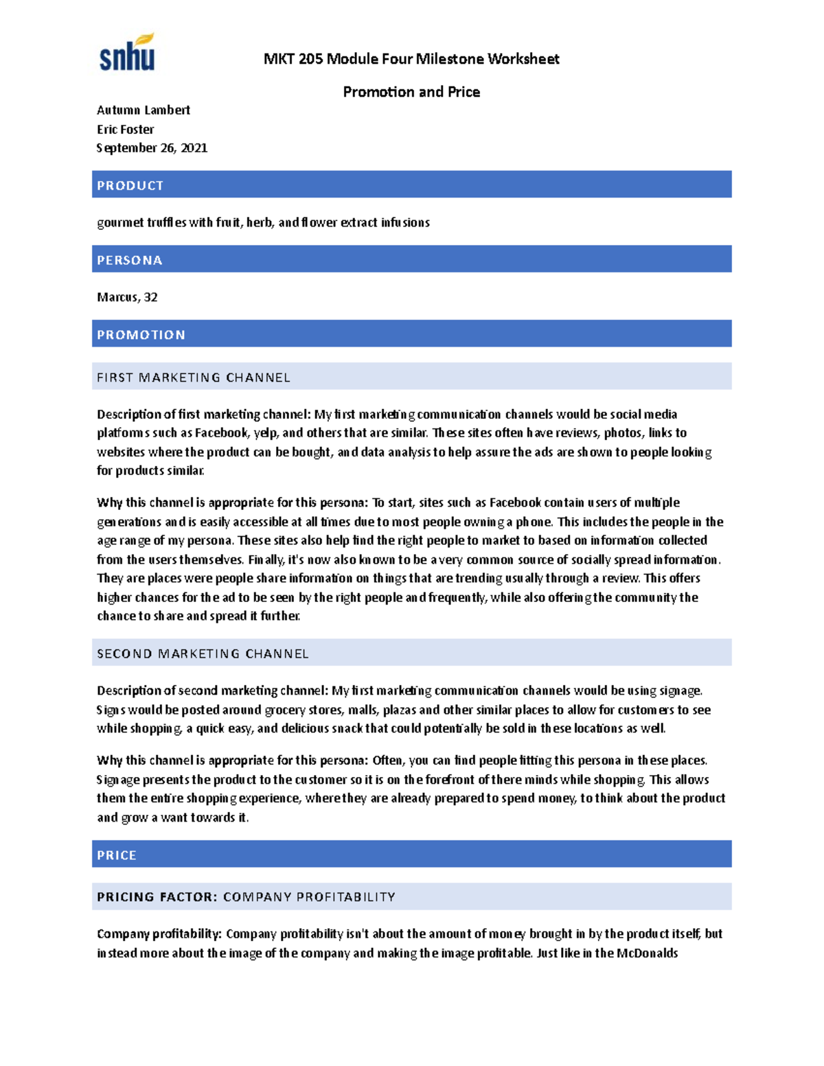 MKT205 Module Four Milestone - These sites often have reviews, photos ...