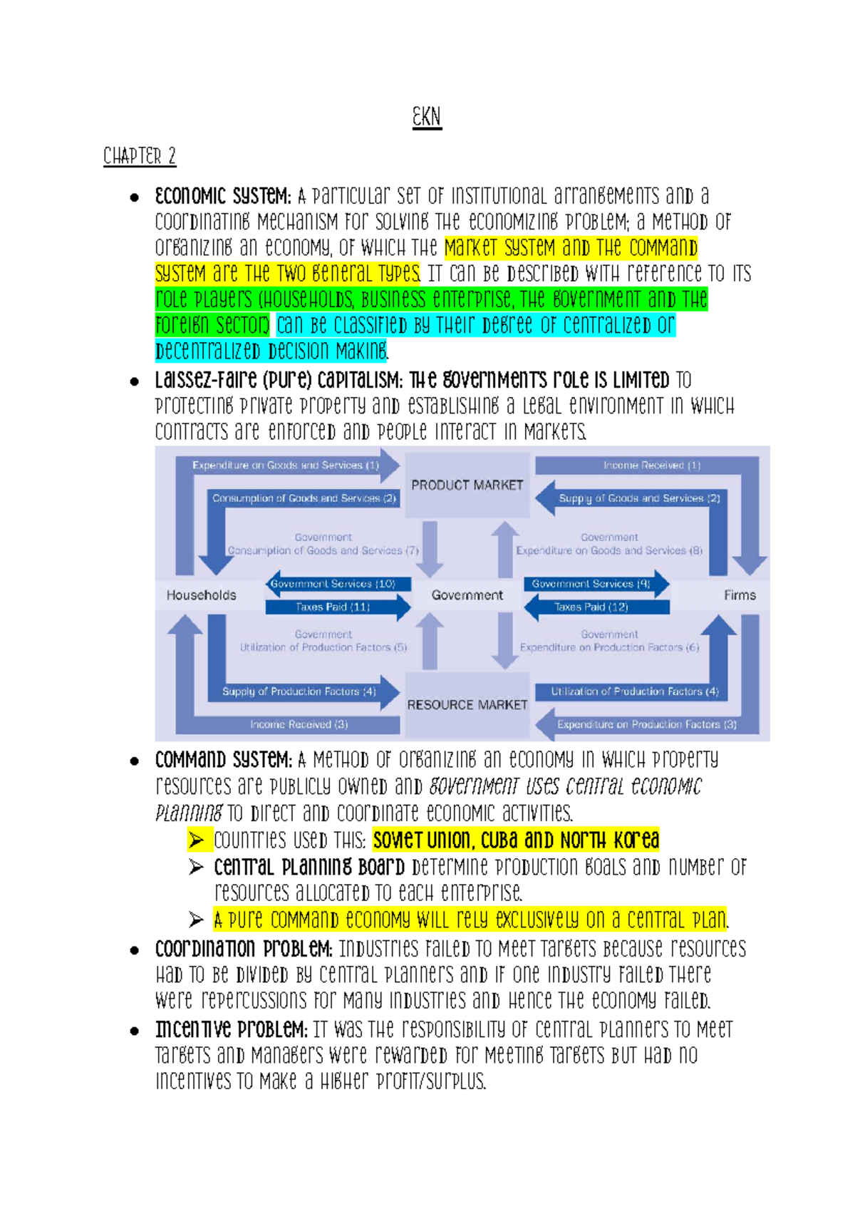 Chapter 2 notes - EKN CHAPTER 2 Economic System: A particular set of ...