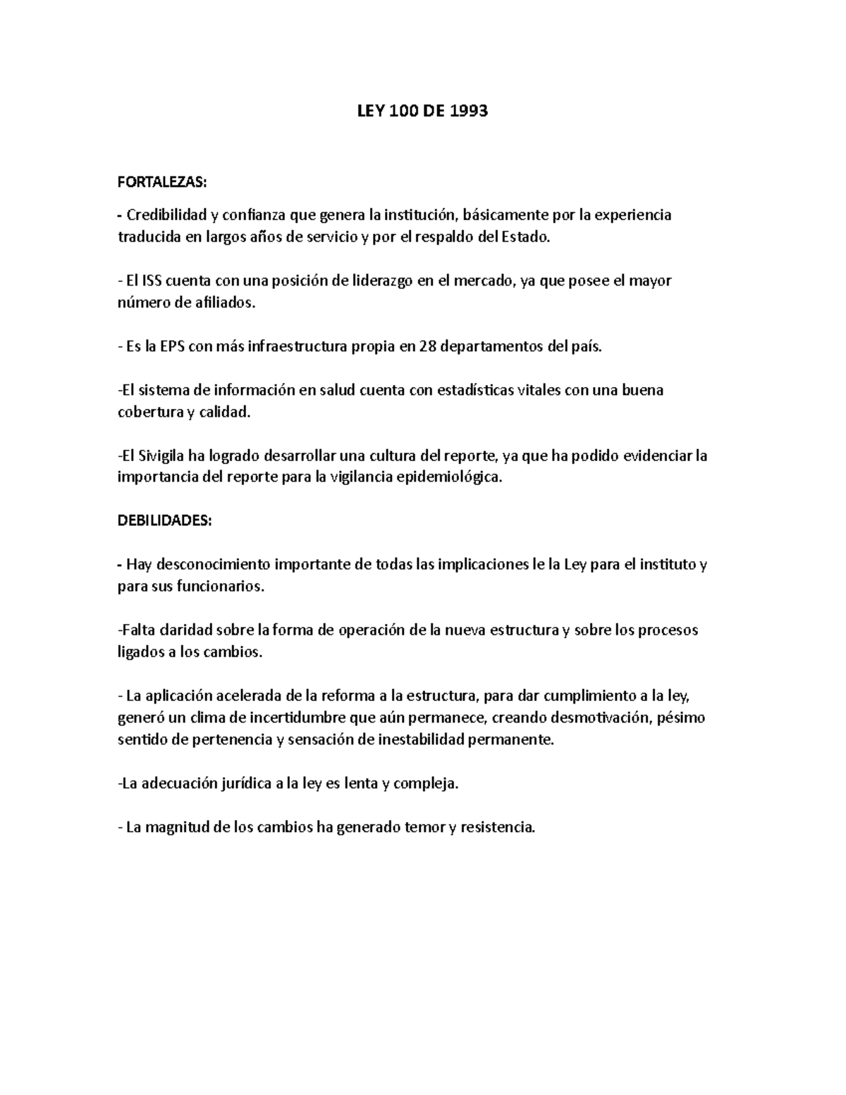 LEY 100 DE 1993 - ley - LEY 100 DE 1993 FORTALEZAS: Credibilidad y ...