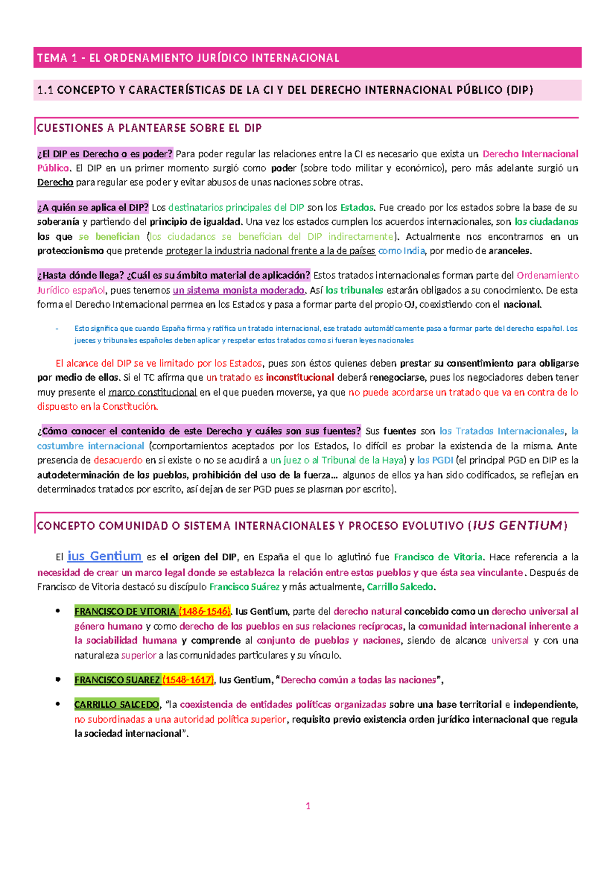 Derecho Internacional PÚ Blico - TEMA 1 - EL ORDENAMIENTO JURÍDICO INTERNACIONAL 1 CONCEPTO Y ...