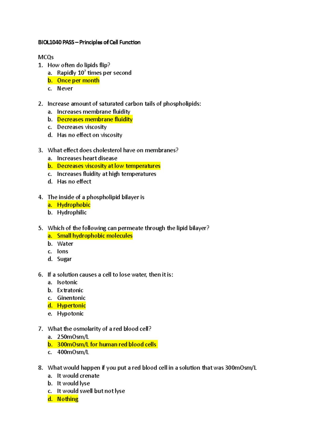PASS Week 3 worksheet - BIOL1040 PASS – Principles of Cell Function ...