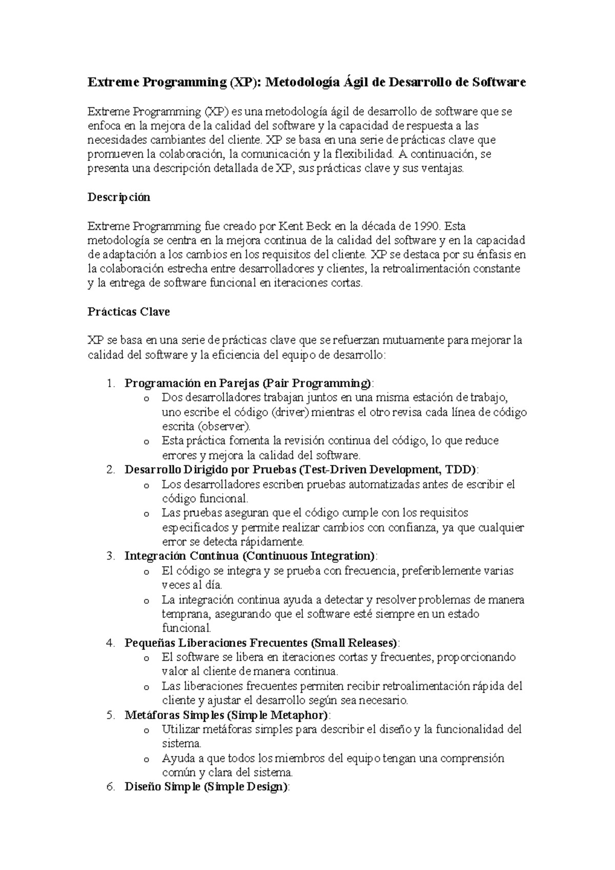 Xp - metodologias de desarrollo - Extreme Programming (XP): Metodología ...
