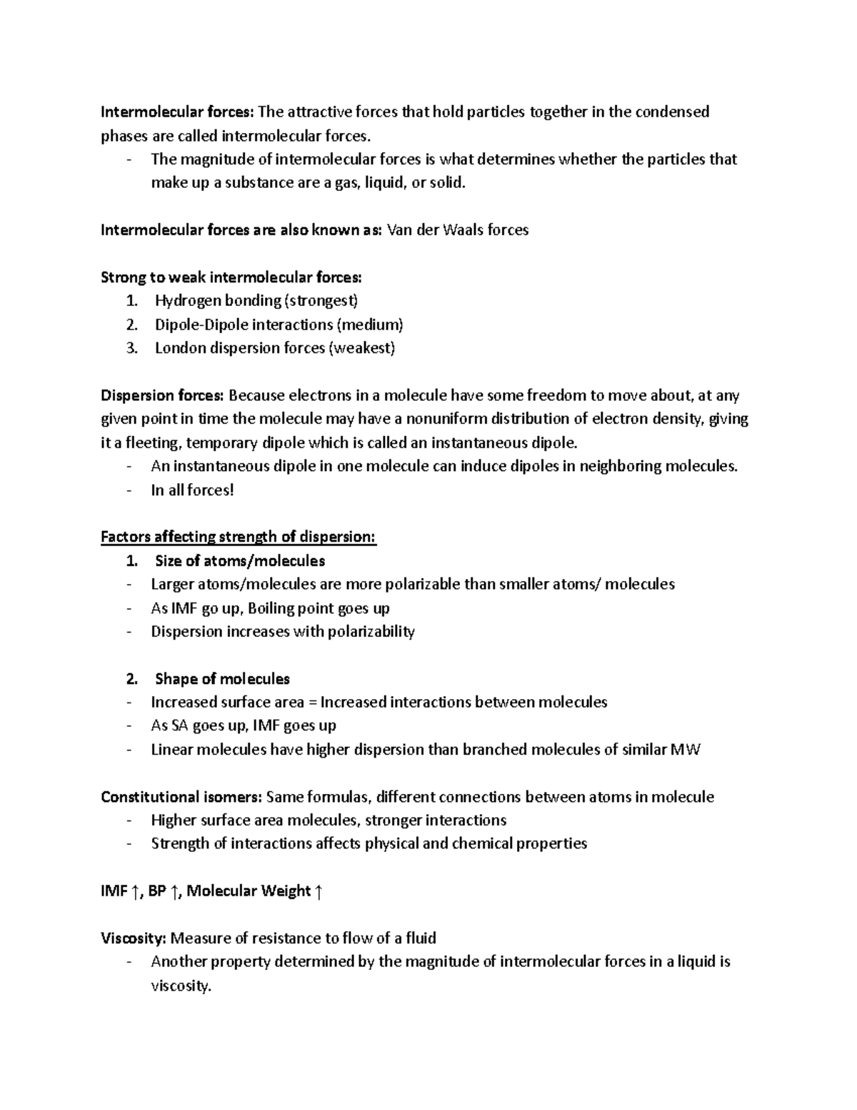 Intermolecular Forces Chemistry - Intermolecular forces: The attractive ...