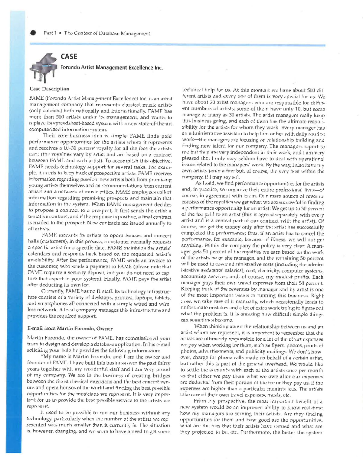 FAME Case Study to develop a database system with real case - CSCI-GA.2433 - Studocu