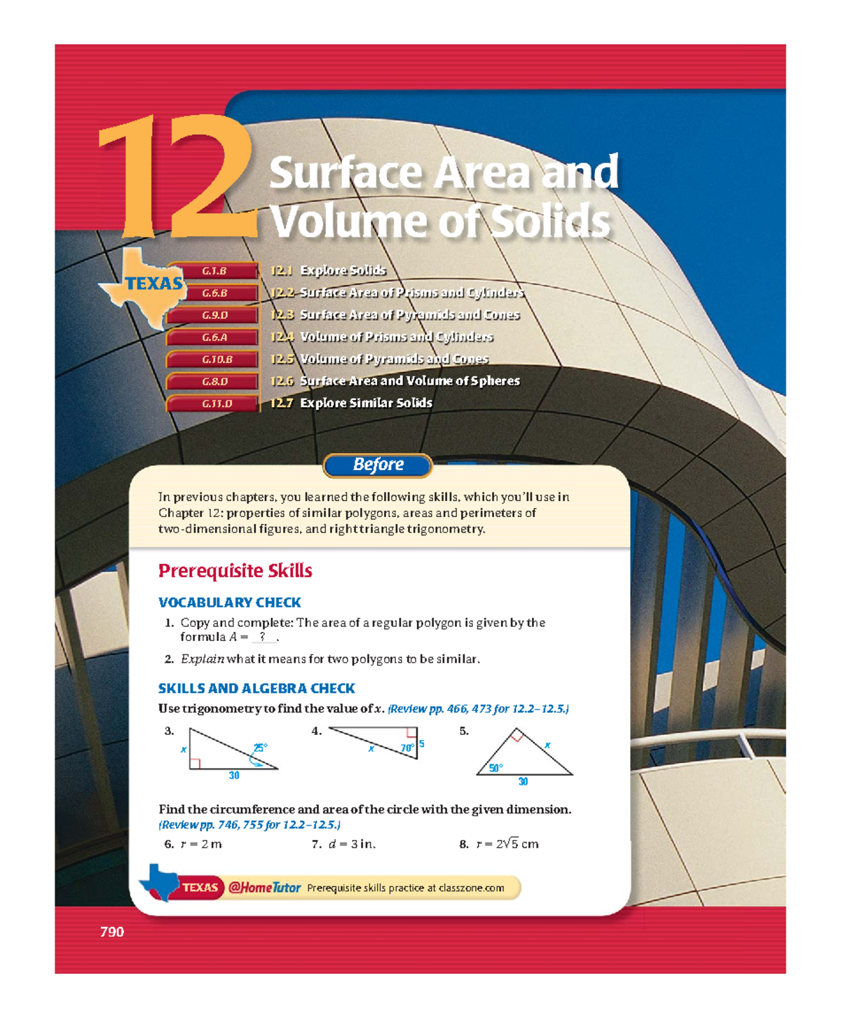 Geometry Ch 12 - Geomtry review - Surface Area and 12 Volume of Solids ...