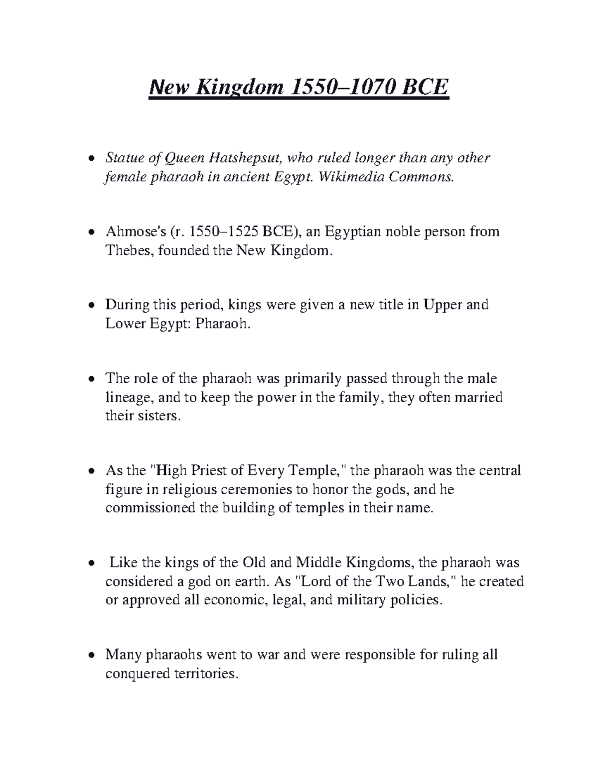 New Kingdom 1550–1070 BCE - Wikimedia Commons. Ahmose's (r. 1550 3 1525 ...