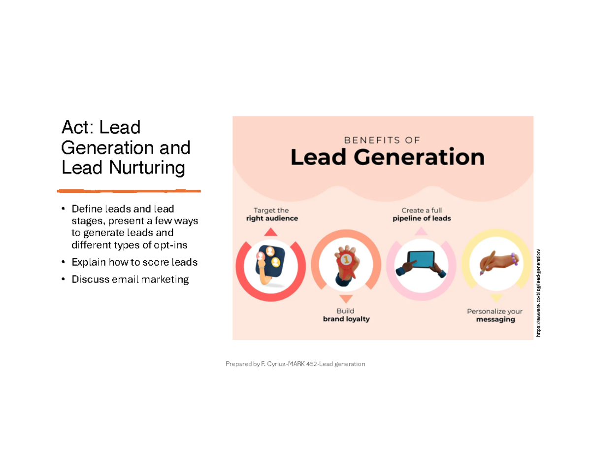 7-e M-handout-act-lead generation - Act: Lead Generation and Lead ...