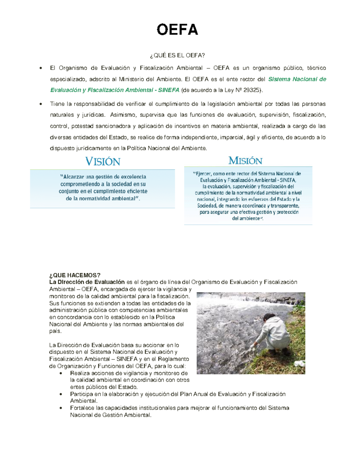 QUE ES LA OEFA - definicion e indormacion de oefa - OEFA ¿QUÉ ES EL ...