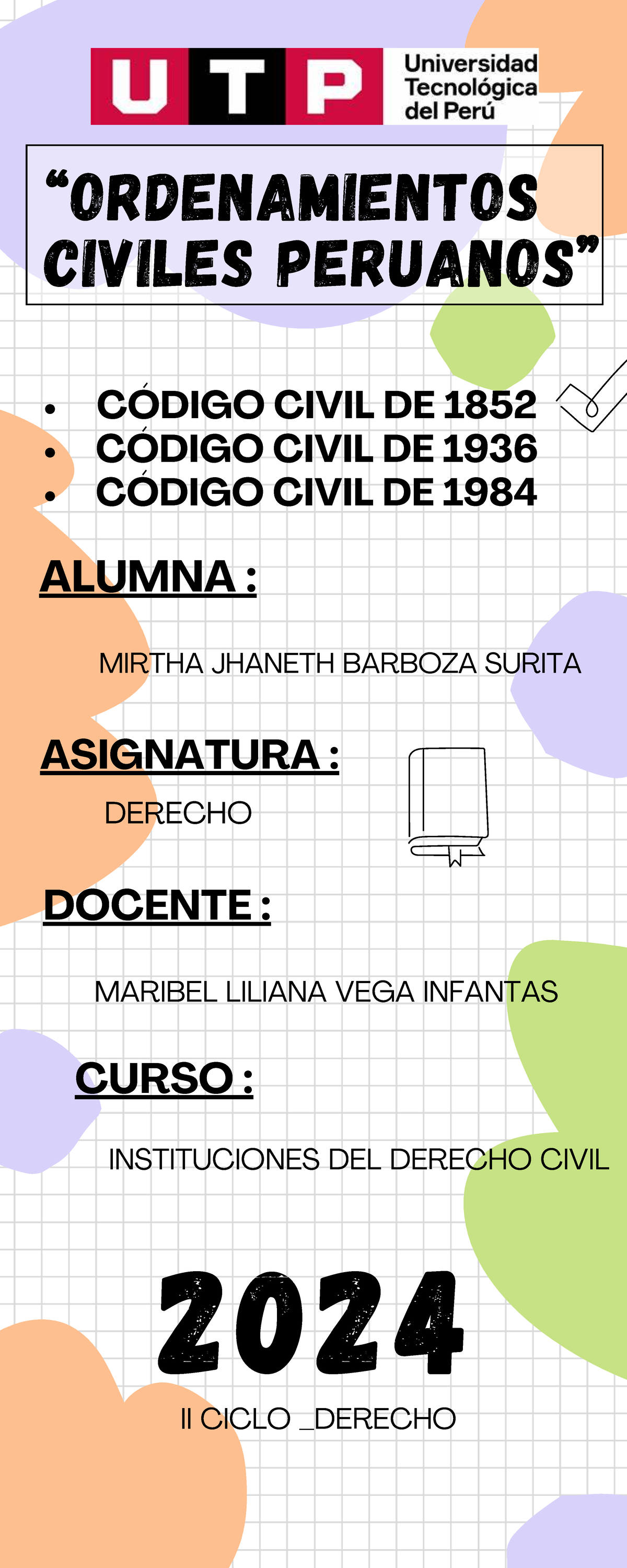 Codigos civiles jhaneth pc1 - “ORDENAMIENTOS CIVILES PERUANOS” 2024 ...