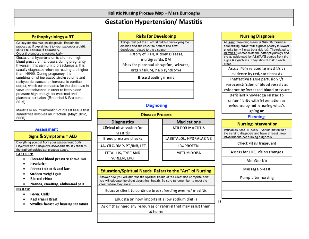 Gest HTN.Mastitis Care Map - Holistic Nursing Process Map – Mara ...