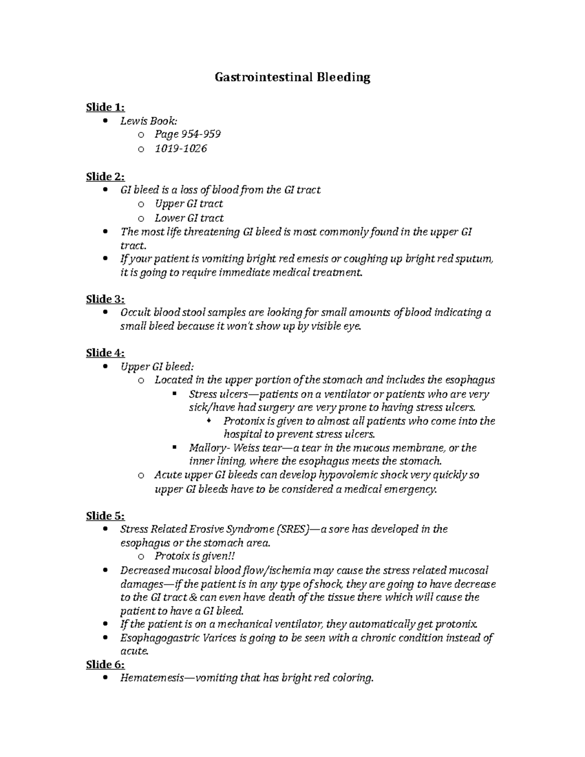 Gastrointestinal Bleeding - Gastrointestinal Bleeding Slide 1: Lewis ...