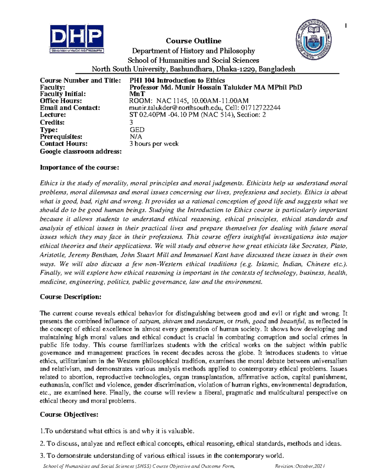 Phi 104 Lecture Notes Course Outline Department Of History And