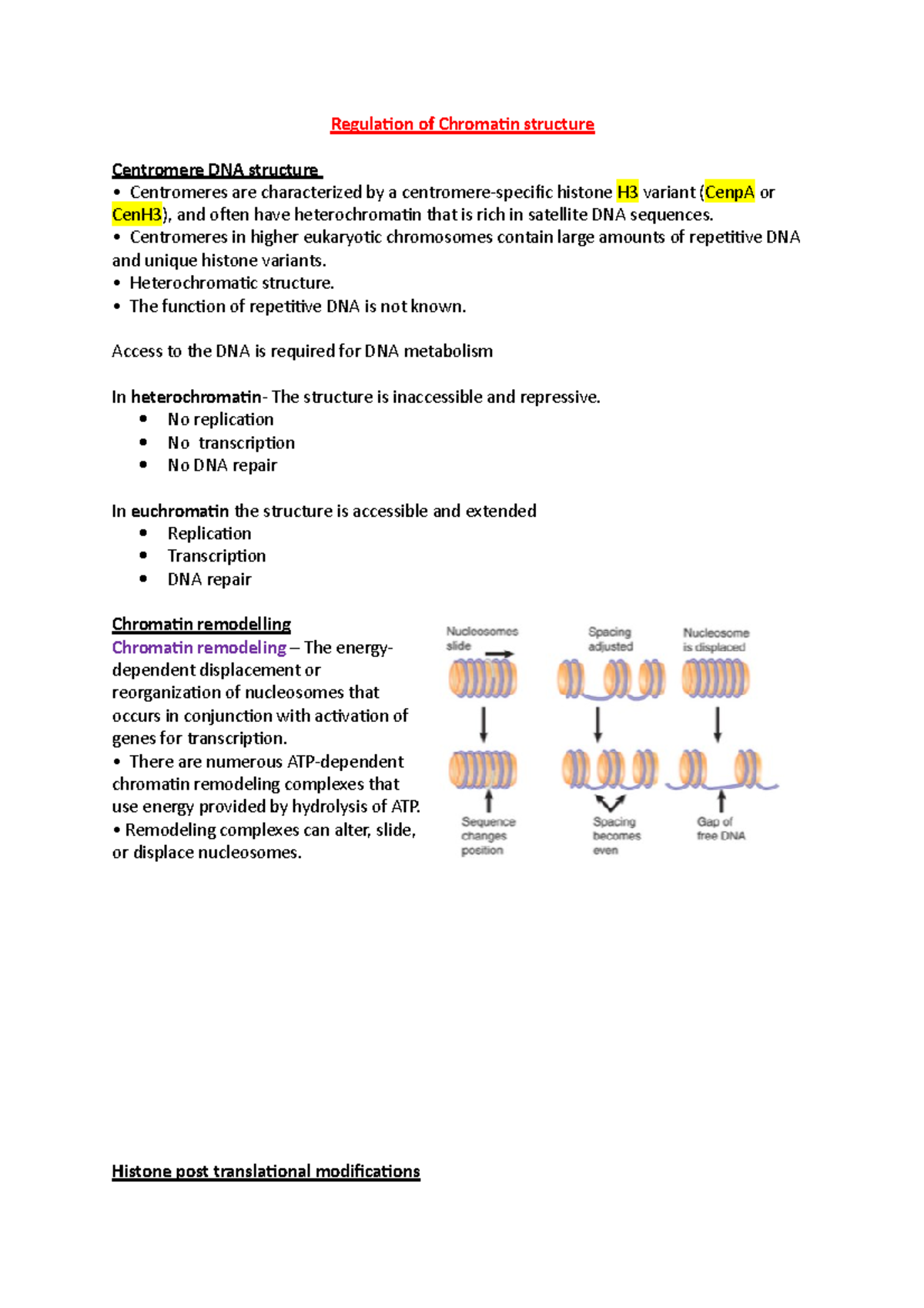 Regulation of Chromatin structure - Regulation of Chromatin structure ...