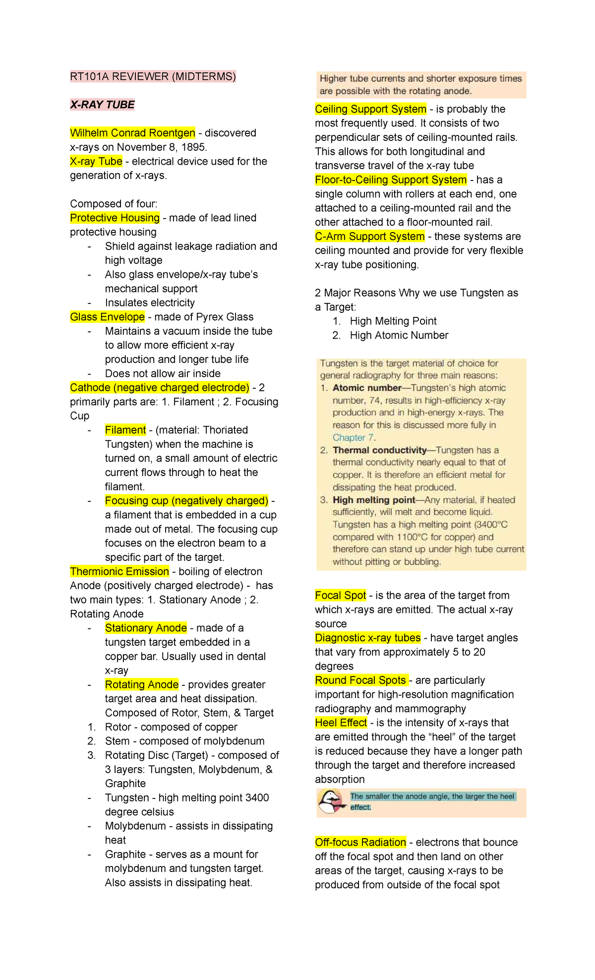 RT101 Reviewer Midterms 1 - RT101A REVIEWER (MIDTERMS) X-RAY TUBE ...