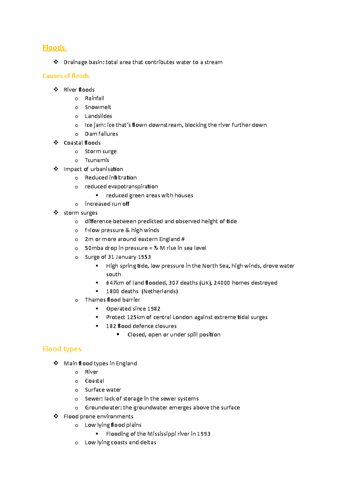 Floods - Lecture notes 3 - Floods Drainage basin: total area that ...