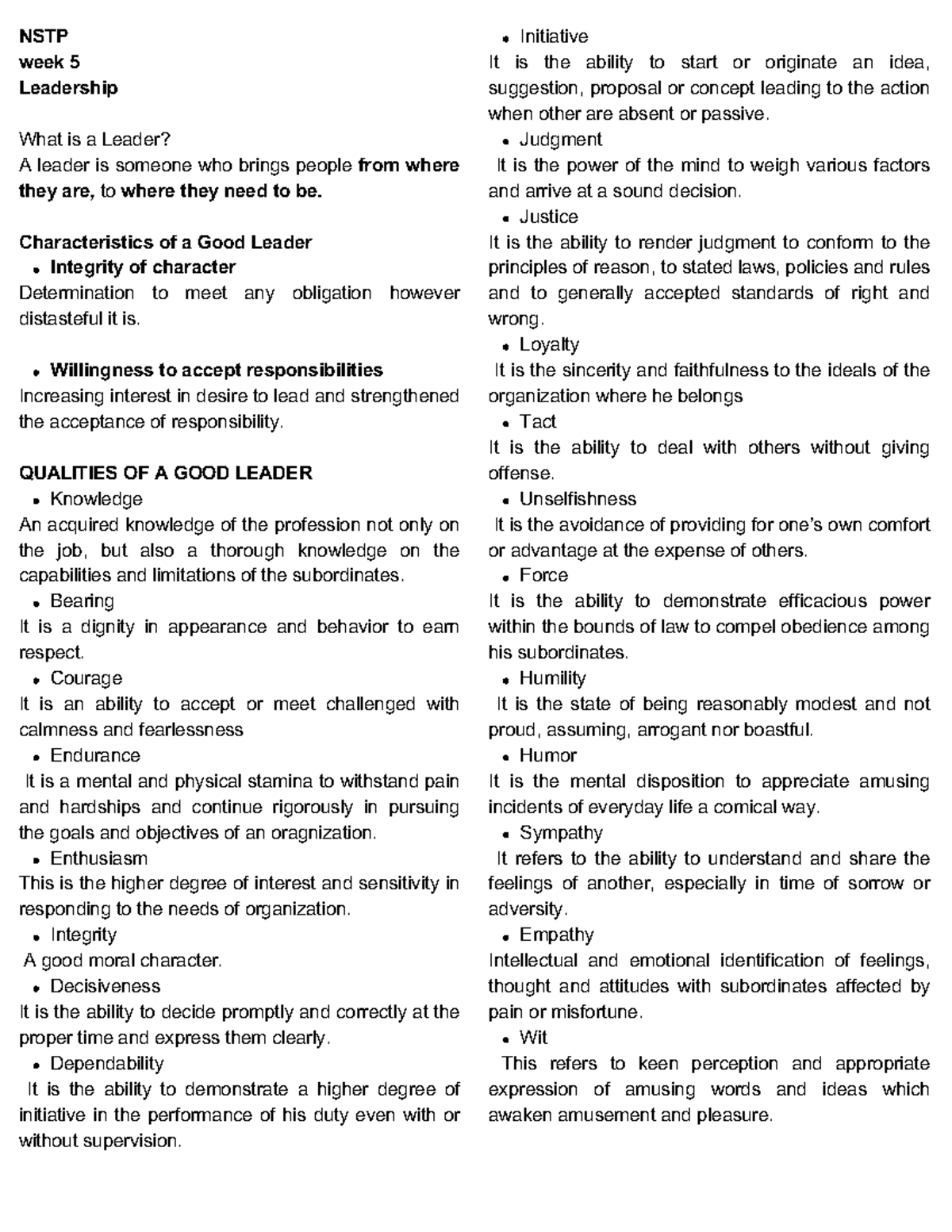Nstp-reviewer - zzzz - Integrity of character Willingness to accept ...
