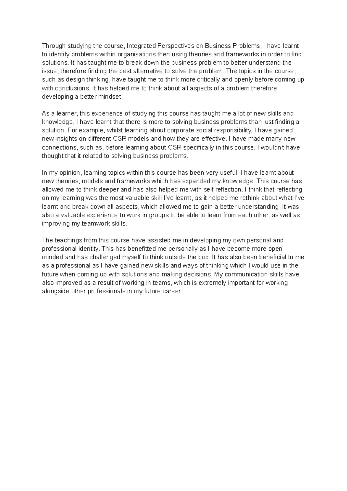 A2 PART 2 - Assignment 2 Part 2 - Through studying the course ...