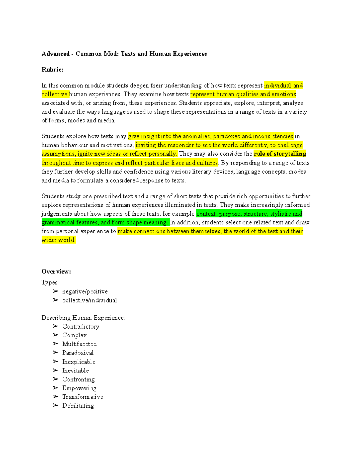 English adv tips - Notes - Advanced - Common Mod: Texts and Human ...