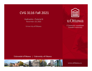 CVG3116 Lecture 8 Open channel flow - Goals: Open channel flows intro ...