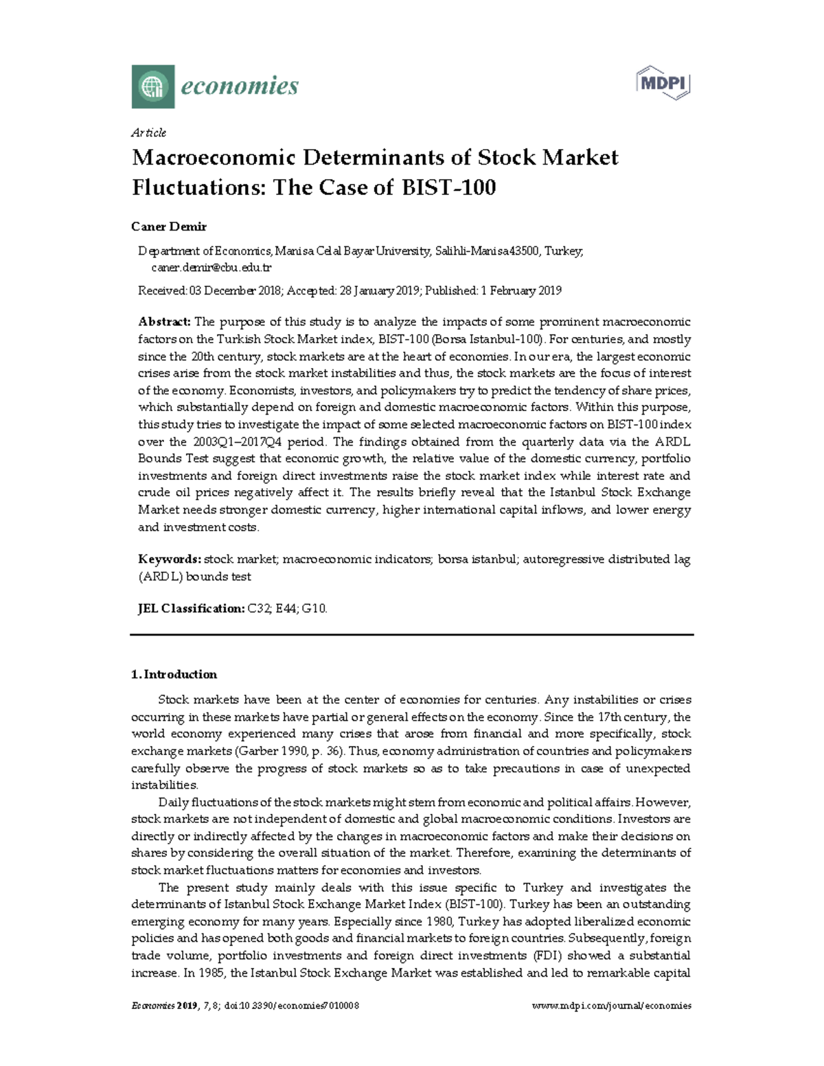 Economies-07-00008 - Determinants of Stock Returns - Warning: TT: undefined function: 32 ...