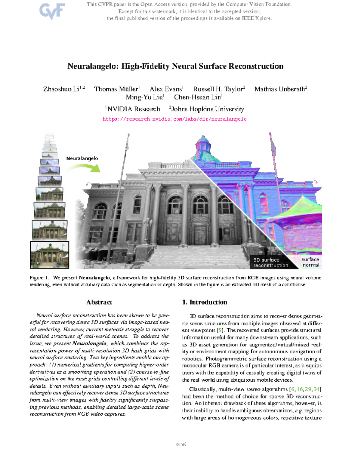 Li Neuralangelo High-Fidelity Neural Surface Reconstruction CVPR 2023 ...