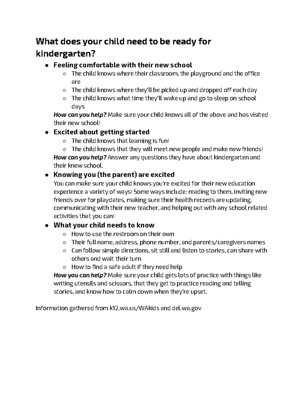 Kindergarten readiness - What does your child need to be ready for ...