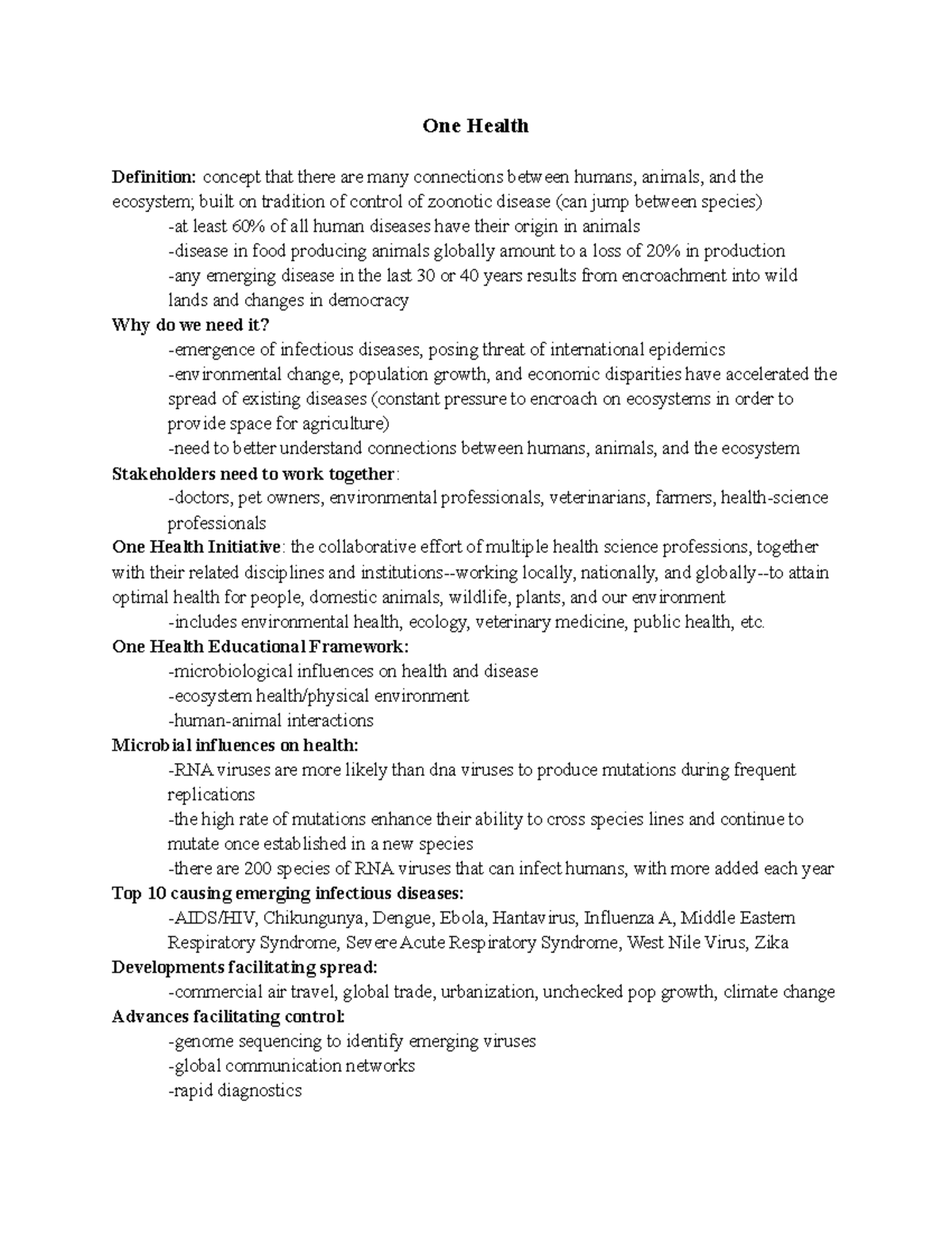 One Health - Lecture notes from Professor Silvestre - One Health ...