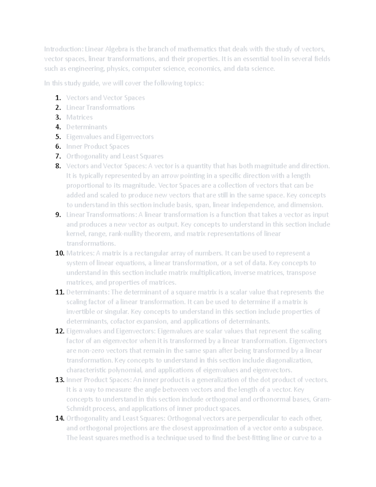 Document 55 - study guide - Introduction: Linear Algebra is the branch ...