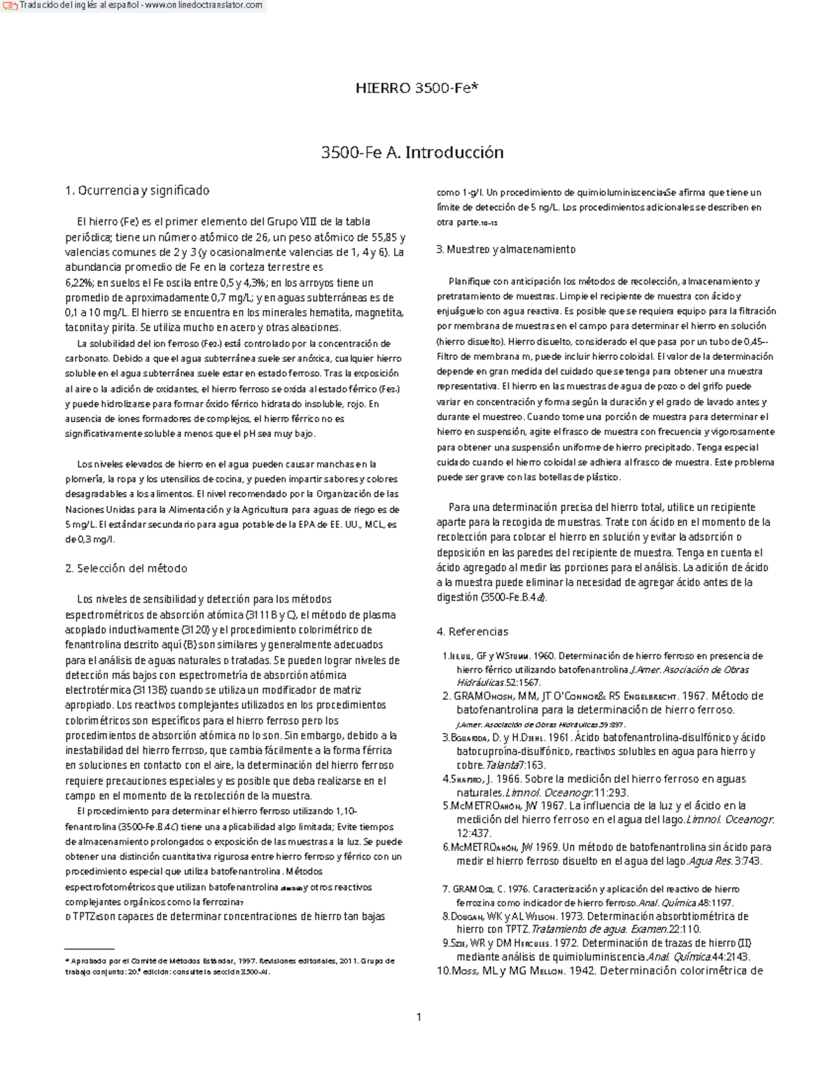 SM 3500 -Fe - Determinación de Fe - HIERRO 3500-Fe* 3500-Fe A ...