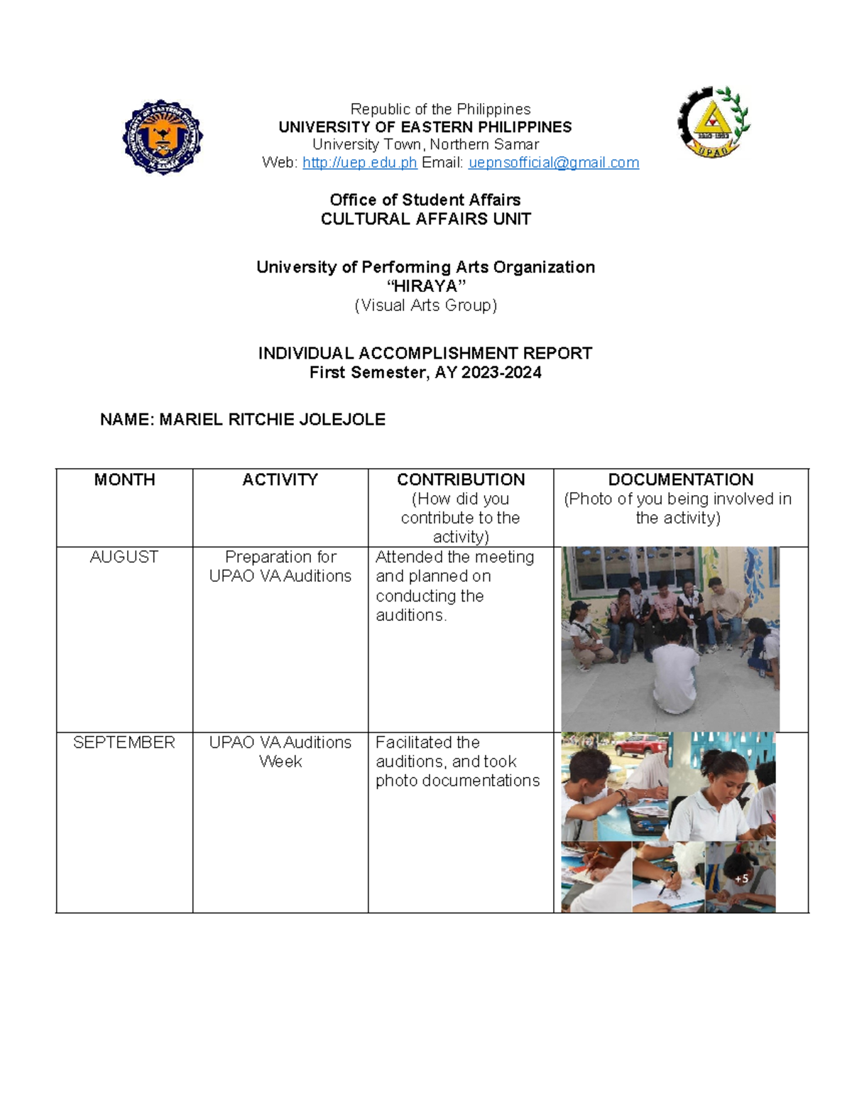 Individual- Accomplishment- Report - Republic of the Philippines ...