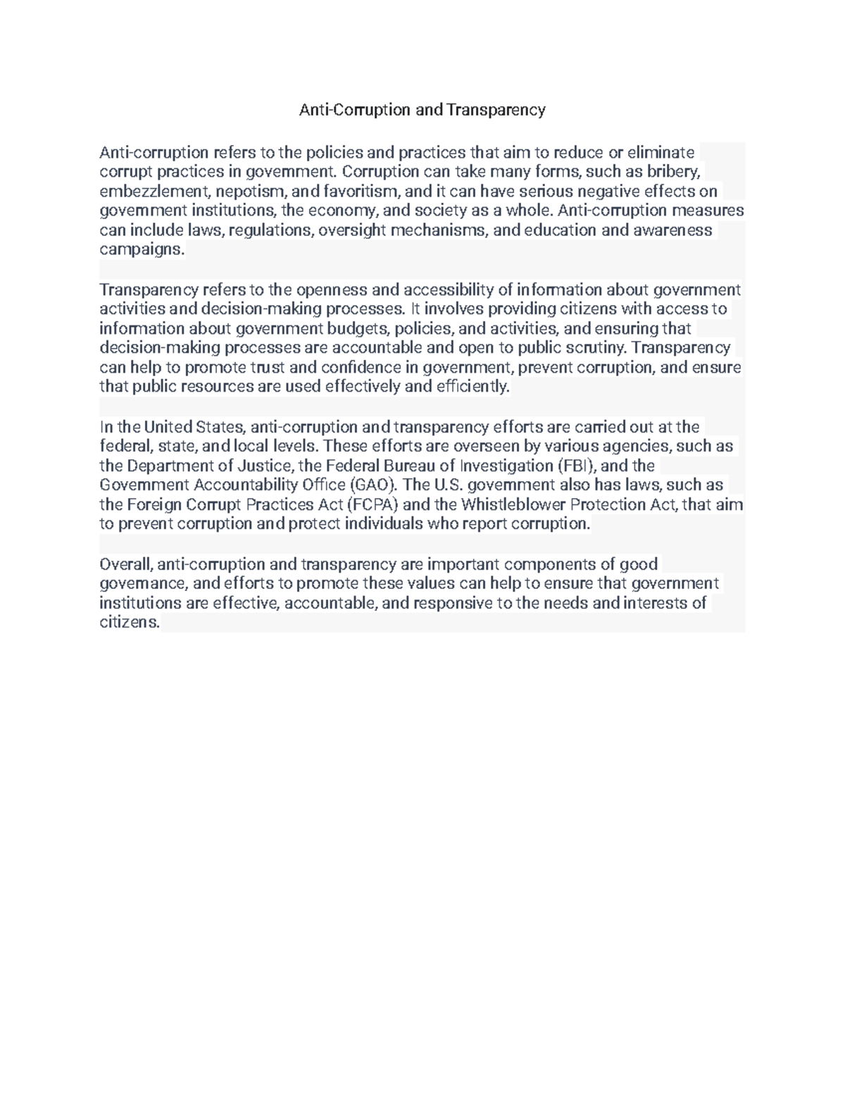 Lecture on Anti-Corruption and Transparency - Anti-Corruption and ...