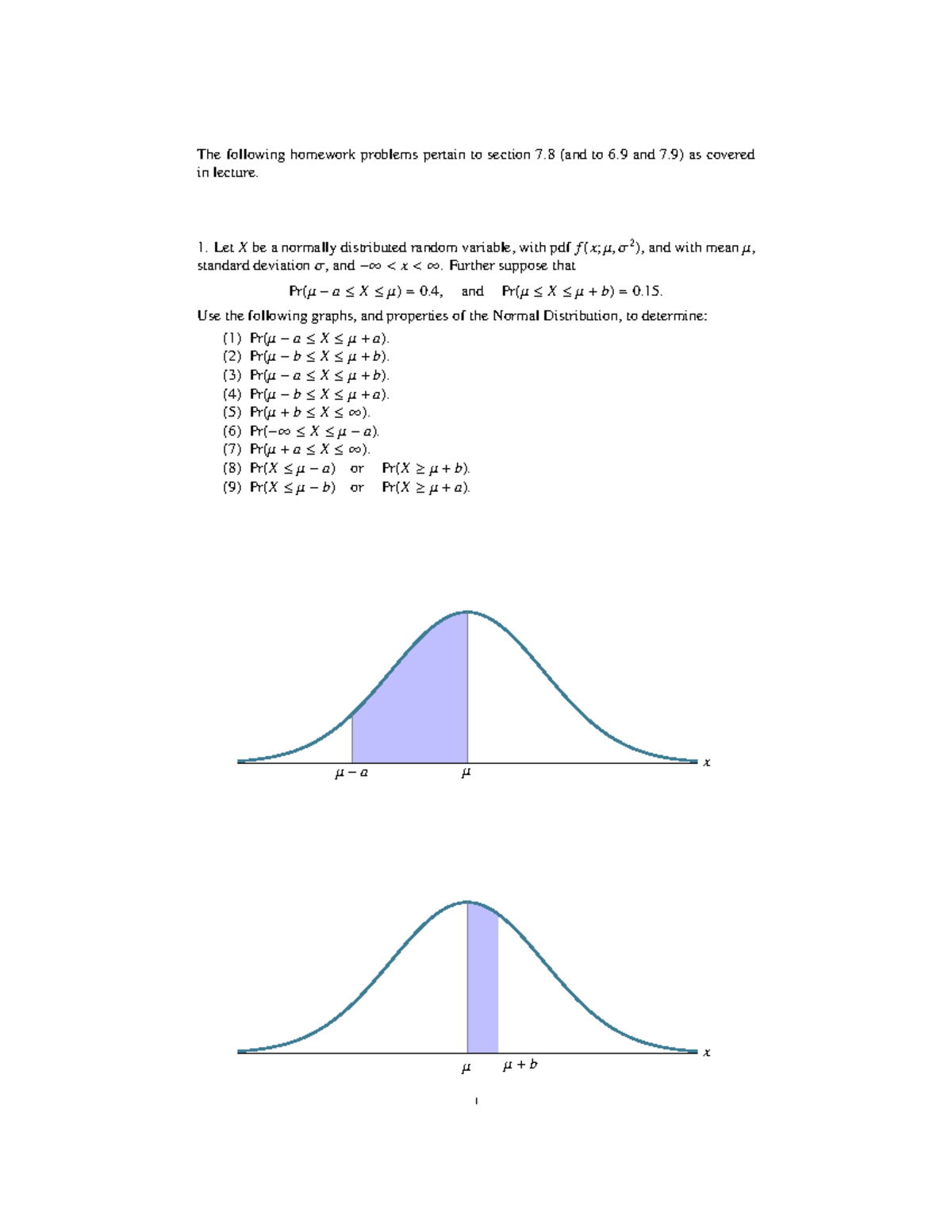 Normal Distribution practice problems - The following homework problems ...