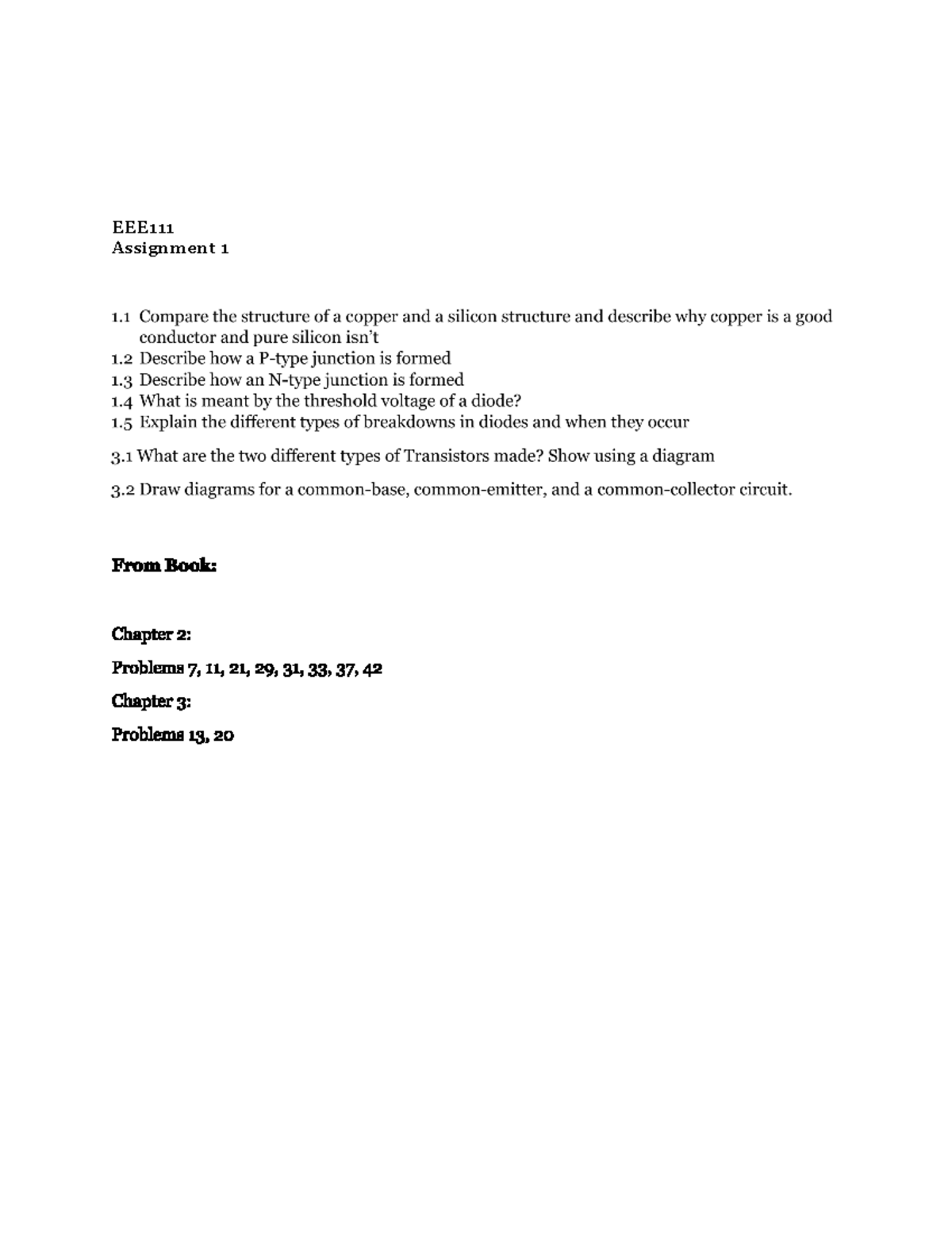 EEE111 assignment - electronic devices and circuit theory - Electrical ...