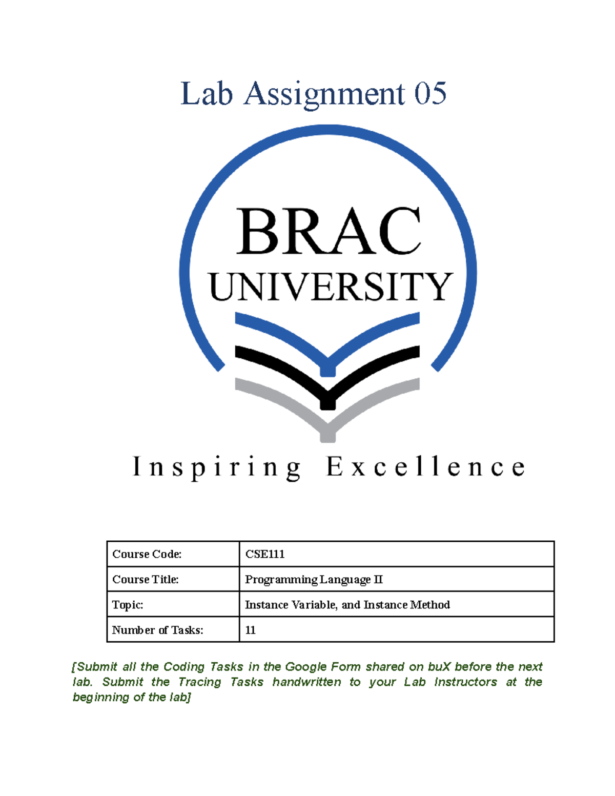 CSE111 Lab Assignment 5 - Summer'24 - Lab Assignment 05 Course Code ...
