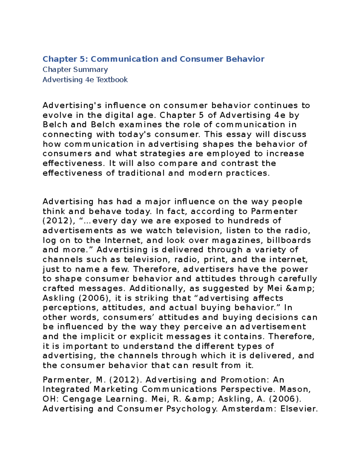 Communication and Consumer Behavior - Advertising 4e - Chapter Notes ...