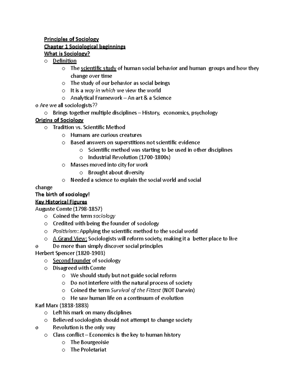Principles of Sociology Chapter 1 - Scientific Method o Humans are ...