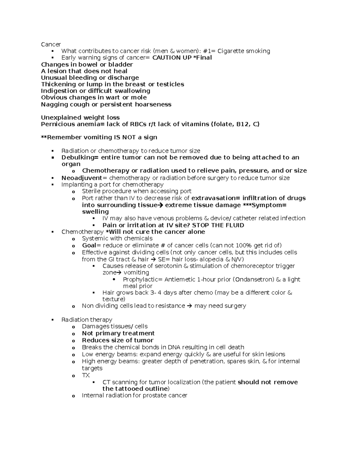 Cancer - Lecture notes 1 - Cancer What contributes to cancer risk (men ...