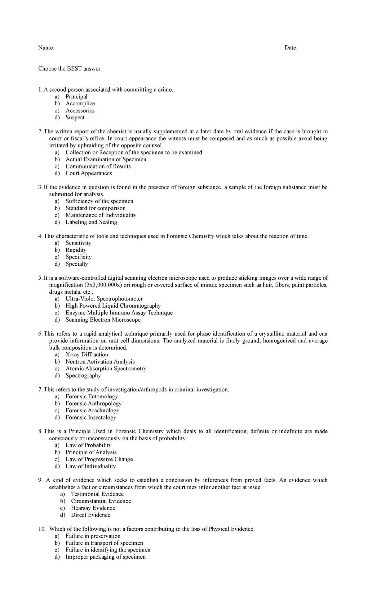 Quiz 2 - lea board exam reviewer with answer - Name: Date: Choose the ...
