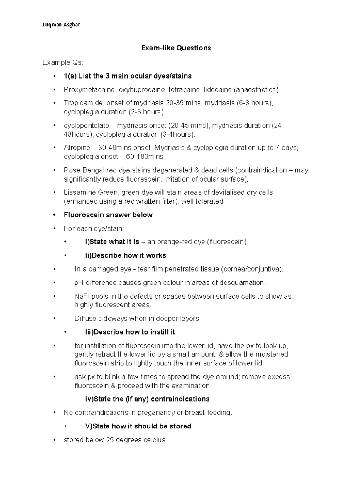 Exam Questions - more completed - Exam-like Questions Example Qs: - 1(a ...