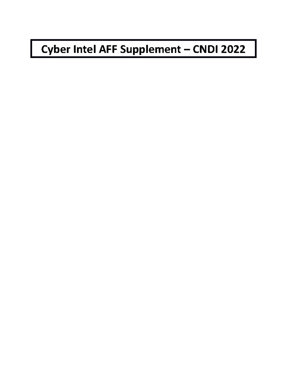 Aff - Cyber Intel Supplement - CNDI 2022 - Cyber Intel AFF Supplement ...